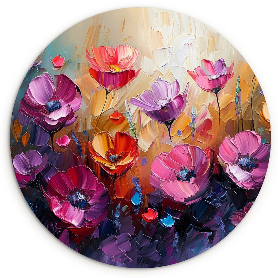 Muchowow Gemälde Blumen Lila Farbenfroh Handbemalt Kunst