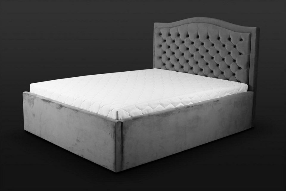 Jvmoebel Bett Graues Chesterfield Bett Klassisches Schlafzimmermöbel