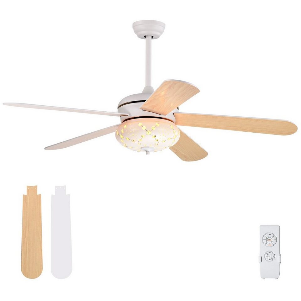 Costway Deckenventilator 2 Stäben 3 Windgeschwindigkeiten Fernbedienung