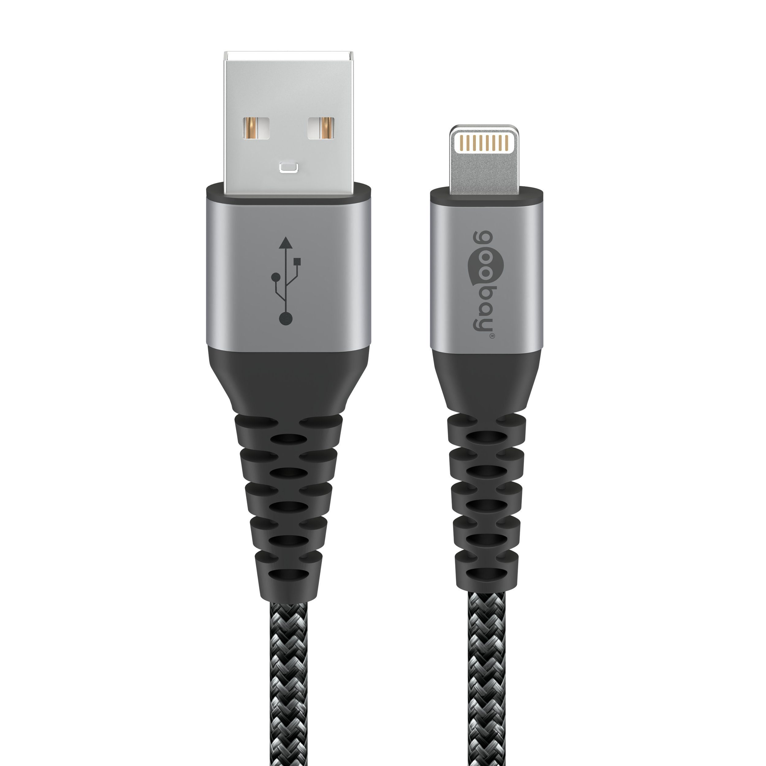 Goobay Lightning auf USB-A Textilkabel mit Metallsteckern USB-Kabel ...