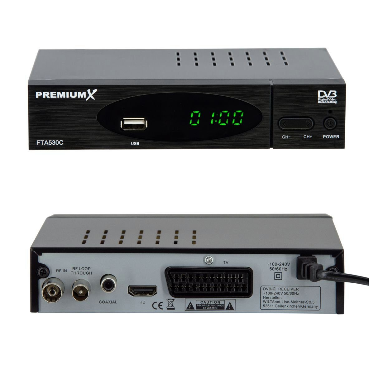 PremiumX FTA 530C Kabel Receiver DVB-C FullHD Digital USB SCART HDMI ...