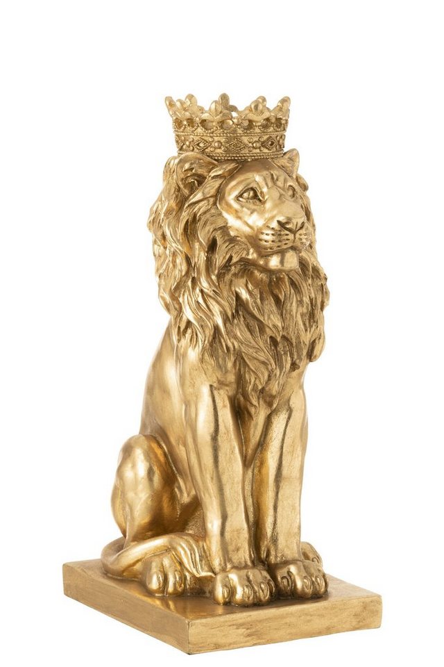 Gilde Dekoobjekt Majestätisches 2er Set Goldene Löwen Aus Poly Sitzend