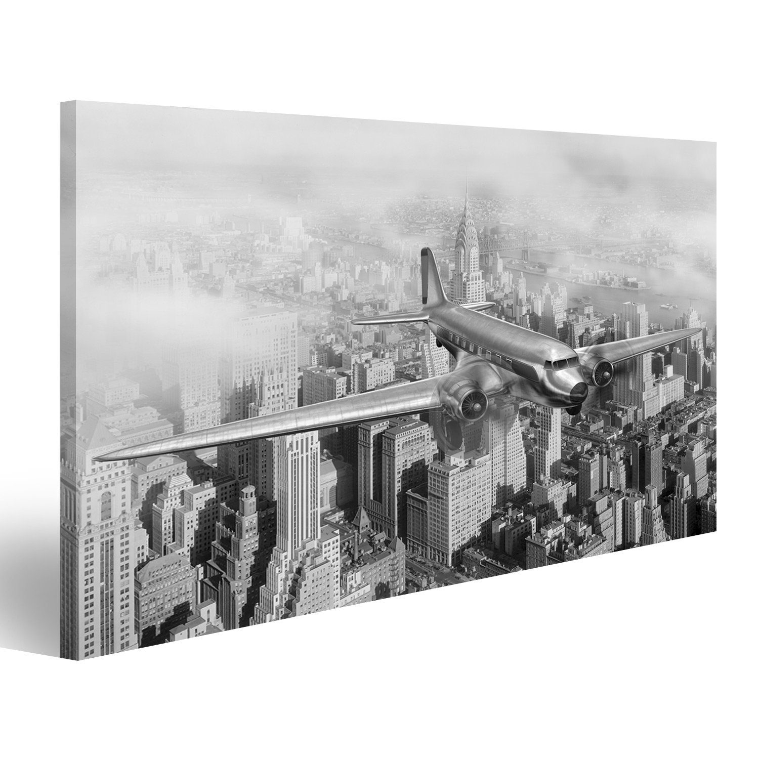 islandburner Leinwandbild Bild auf Leinwand Vintage Bild Von Einer Douglas Dc Über New York City