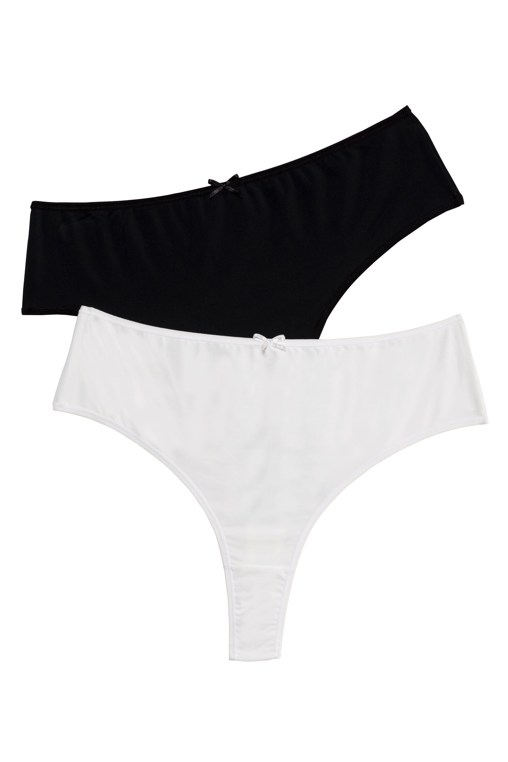 Ulla Popken Slip Strings 2er-Pack Mikrofaser schwarz / weiß