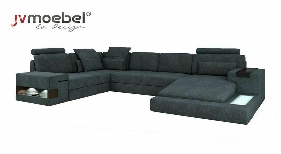 Jvmoebel Ecksofa Runde Eck Sofa Polster Xxl Big U Form Couchen