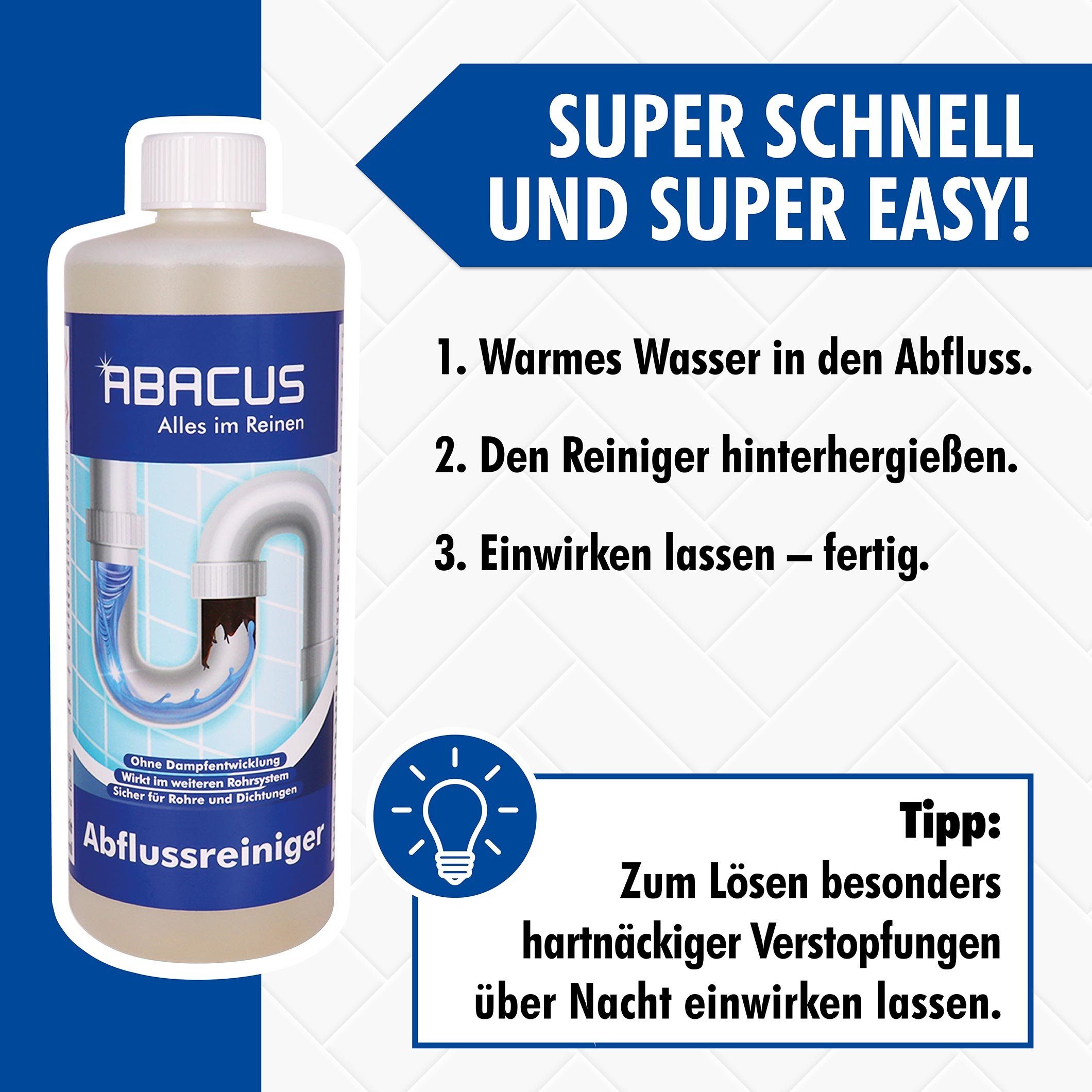 ABACUS Abflussreiniger, Rohrreiniger, Rohrfrei, Abflussfrei Badreiniger ...