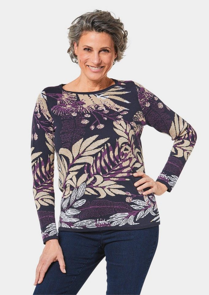 Goldner Strickpullover Kurzgröße Aufwendig Gearbeitetes Jacquardmuster