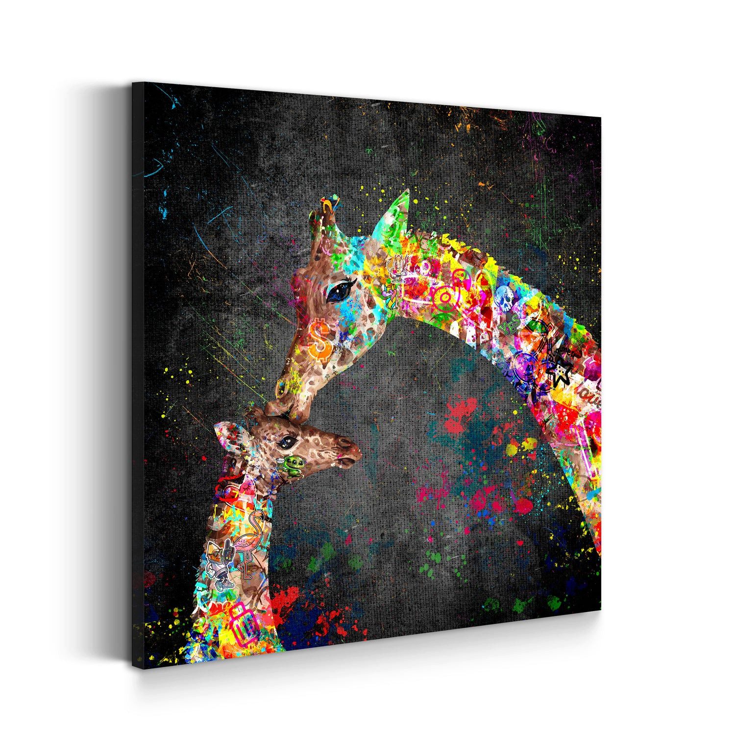 Artedinoi Leinwandbild Street Art Giraffen Tiere Leinwandbild Wandbild