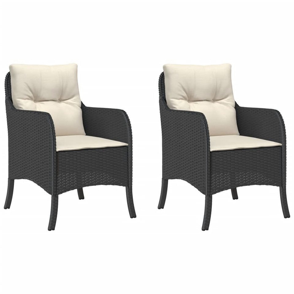 vidaXL Gartenstuhl Gartenstühle mit Kissen 2 Stk. Schwarz Poly Rattan ... vidaXL Gartenstuhl Gartenstühle mit Kissen 2 Stk. Schwarz Poly Rattan ...