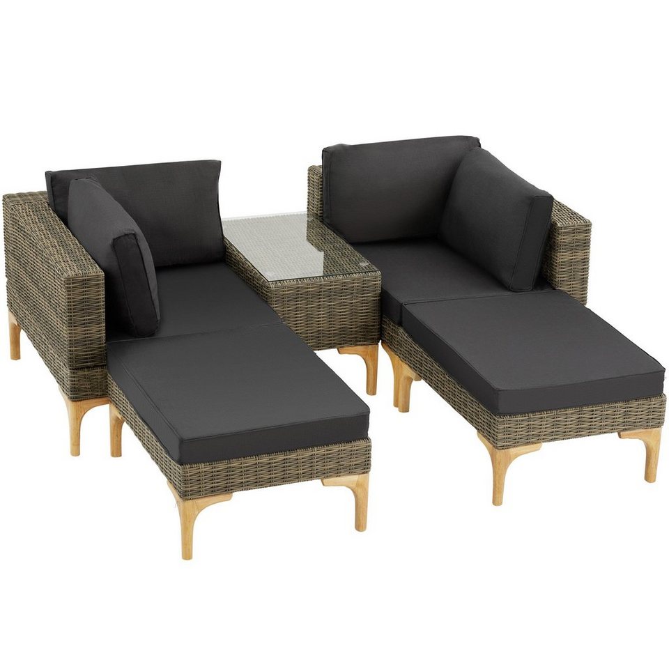 Tectake Loungeset Rattan Lounge Set 5 Tlg Individuell Kombinierbar