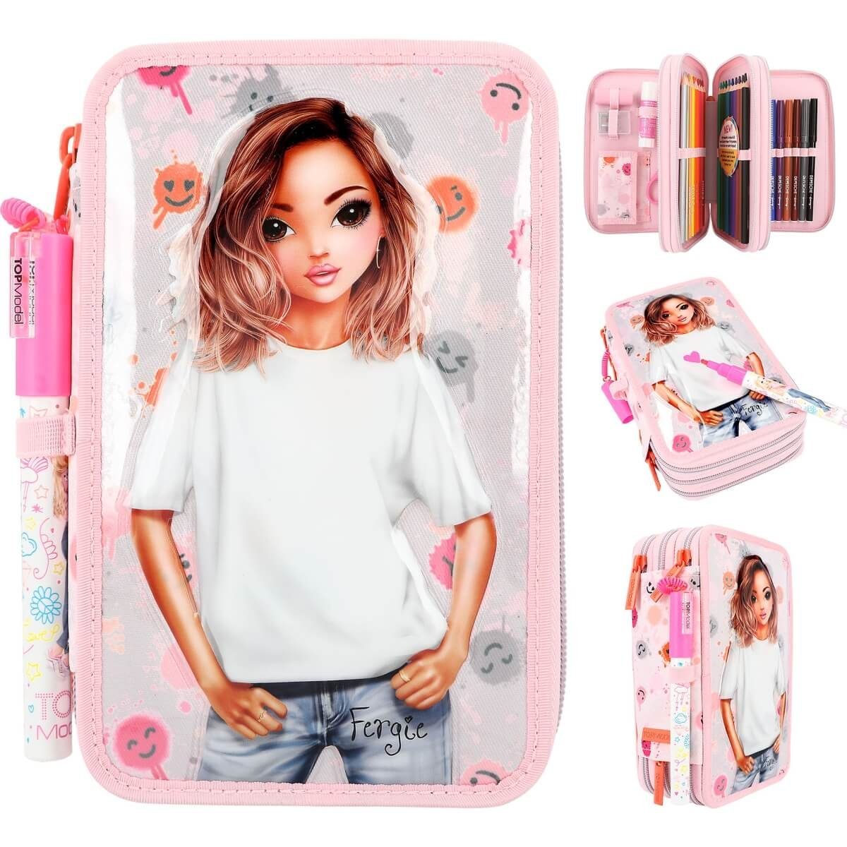 Depesche Federmäppchen TOPModel 3-Fach Federtasche mit Stift HAPPY TOGETHER