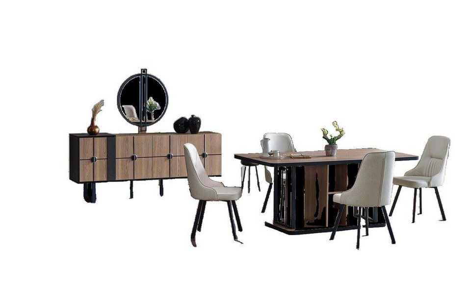 Jvmoebel Esszimmer Set Luxus Esszimmer Set Esstisch 6x Stühle Anrichte