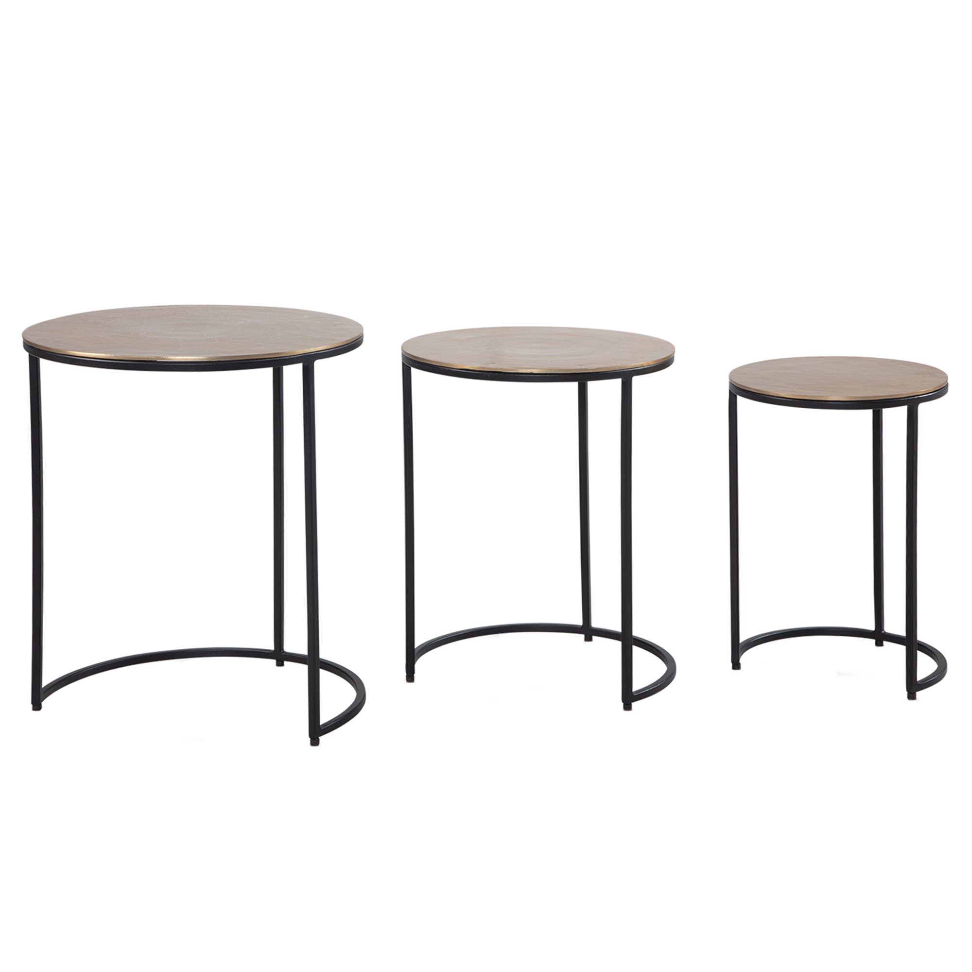 Kadima Design Satztisch Tischset Metall Rund 3er Set Goldschwarz
