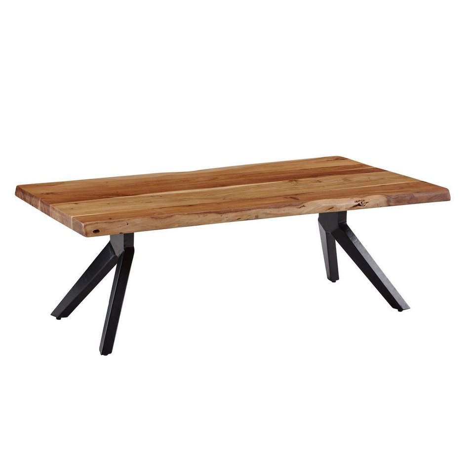 Möbelando Couchtisch Couchtisch 115x37x64 Cm Akazie Massivholz Metall