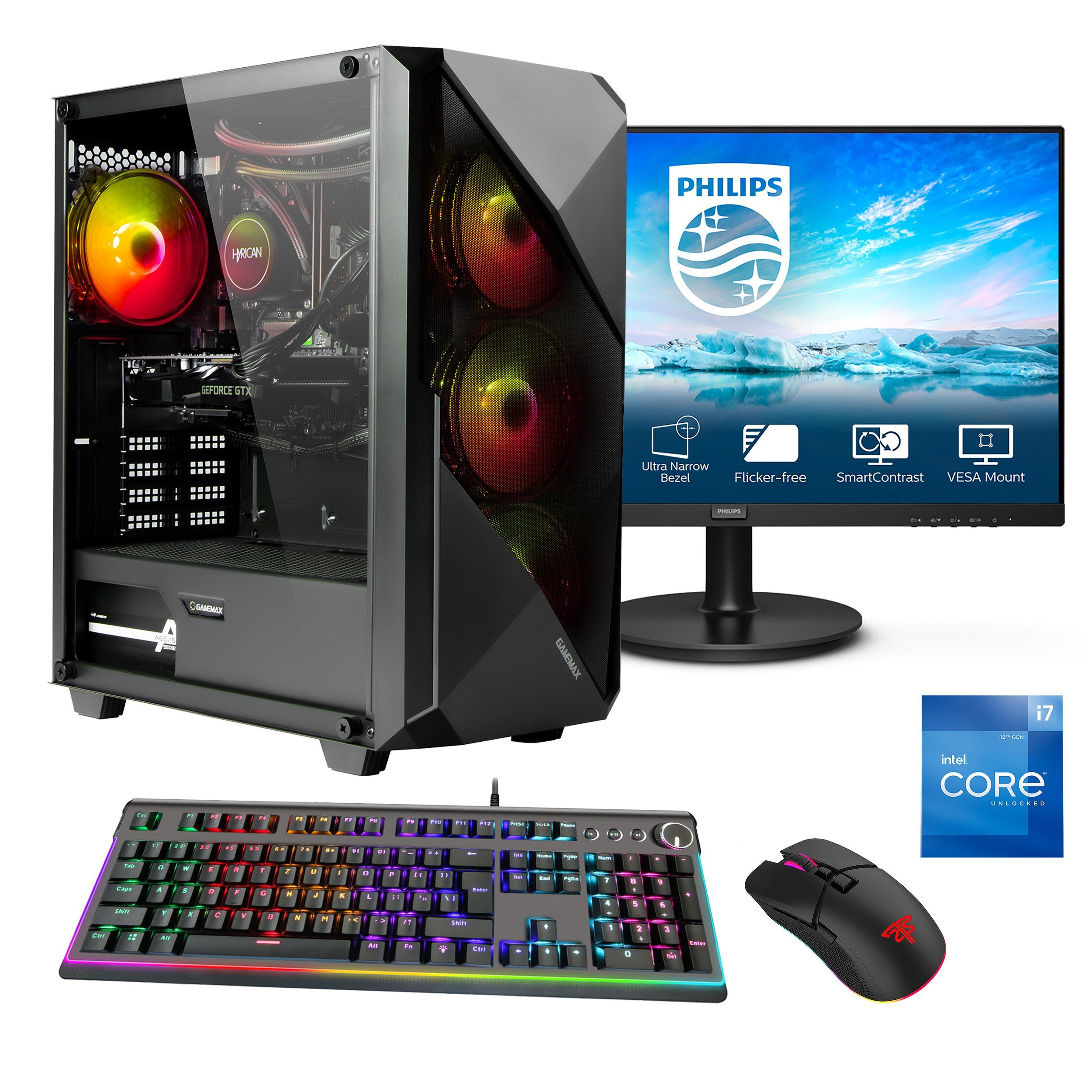 Hyrican Striker SET02335 Gaming-PC-Komplettsystem (24", Intel® Core i7 12700F, RTX 3060, 16 GB ...