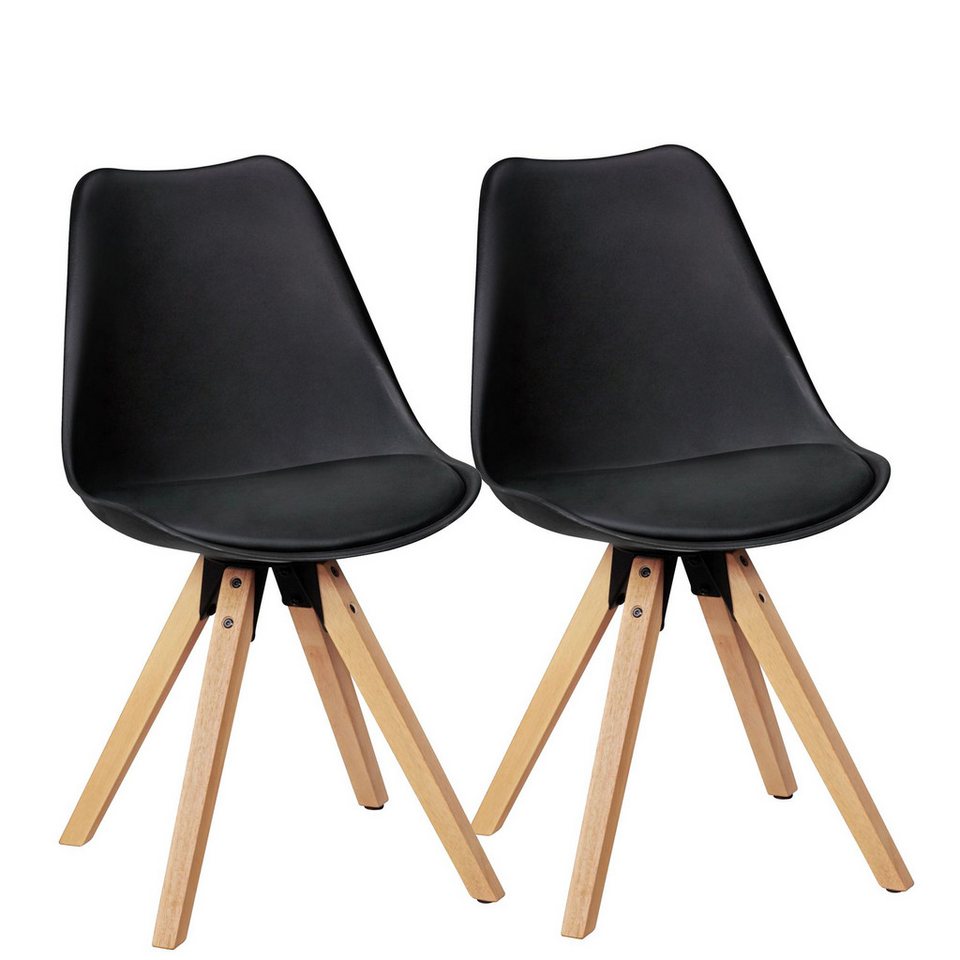 Wohnling 4 Fußstuhl Wl5022 Esszimmerstuhl 2er Set Schwarz