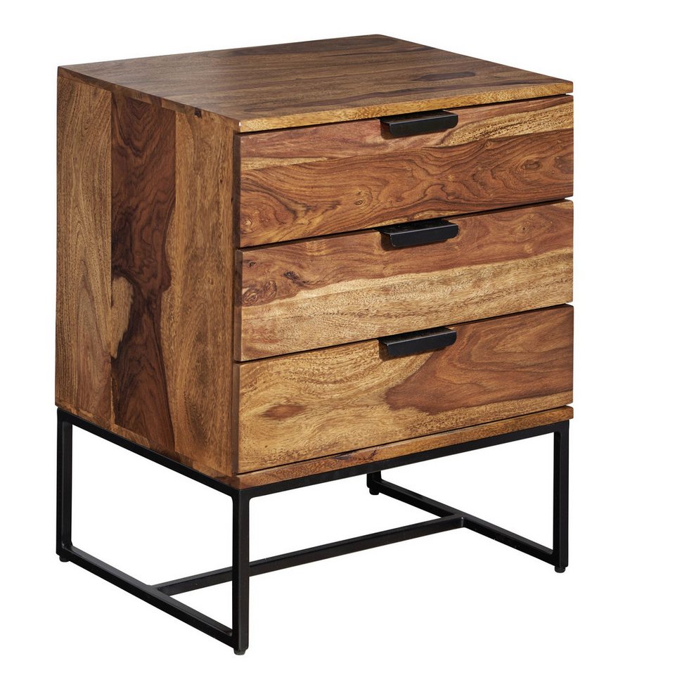 Wohnling Nachttisch Wl6715 50x40x65 Cm Sheesham Massivholz Metall