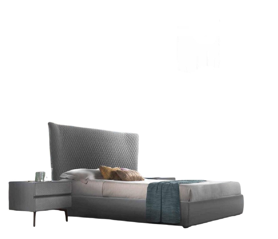 Jvmoebel Bett Luxus Schlafzimmer Bett Designer Möbel Grau Textil Holz