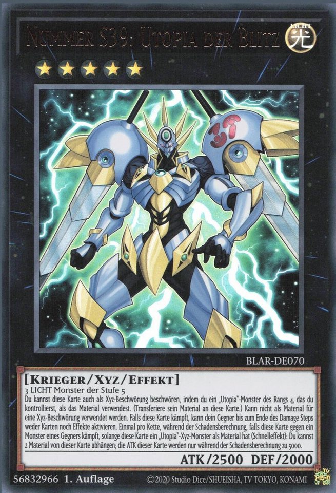 Recollectibles Sammelkarte Yugioh Karte Nummer S39 Utopia Der Blitz