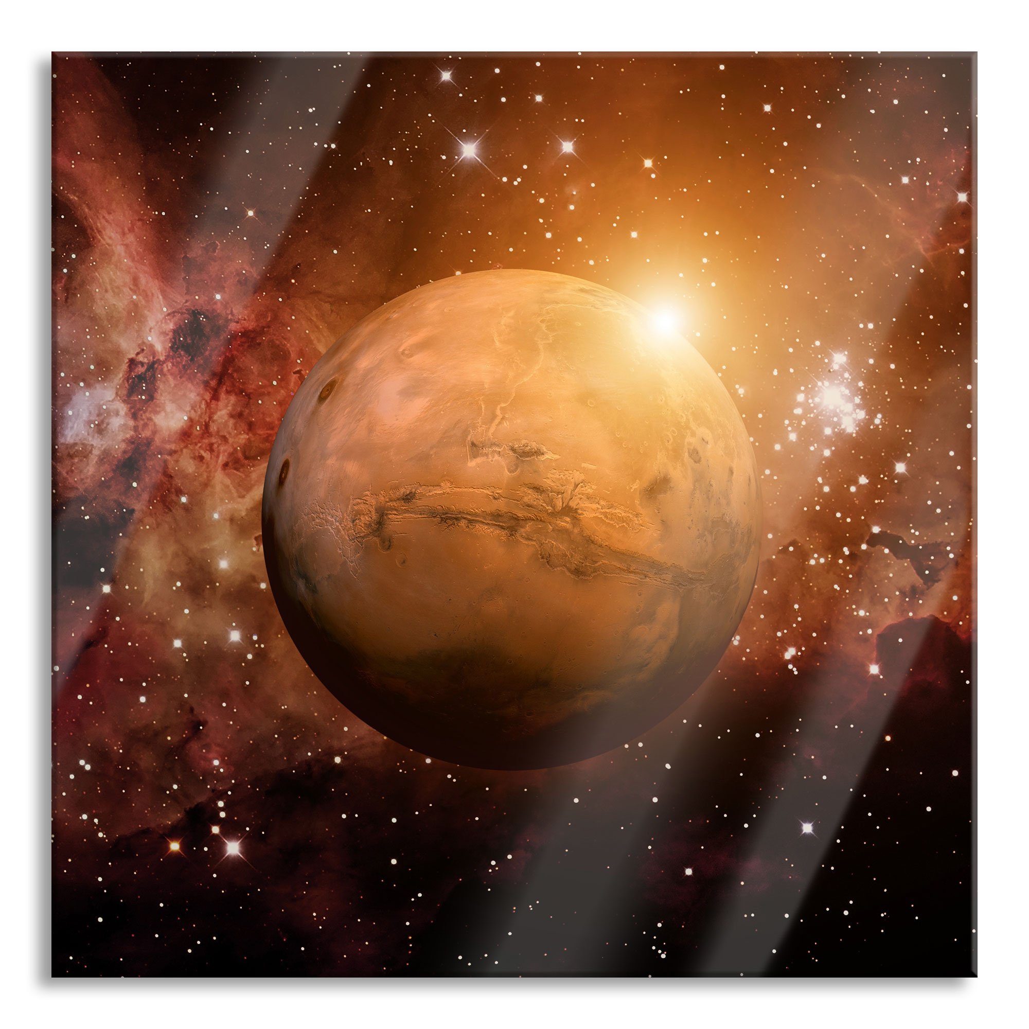 Pixxprint Glasbild Planet Mars im Universum, Planet Mars im Universum (1 St), Glasbild aus ...