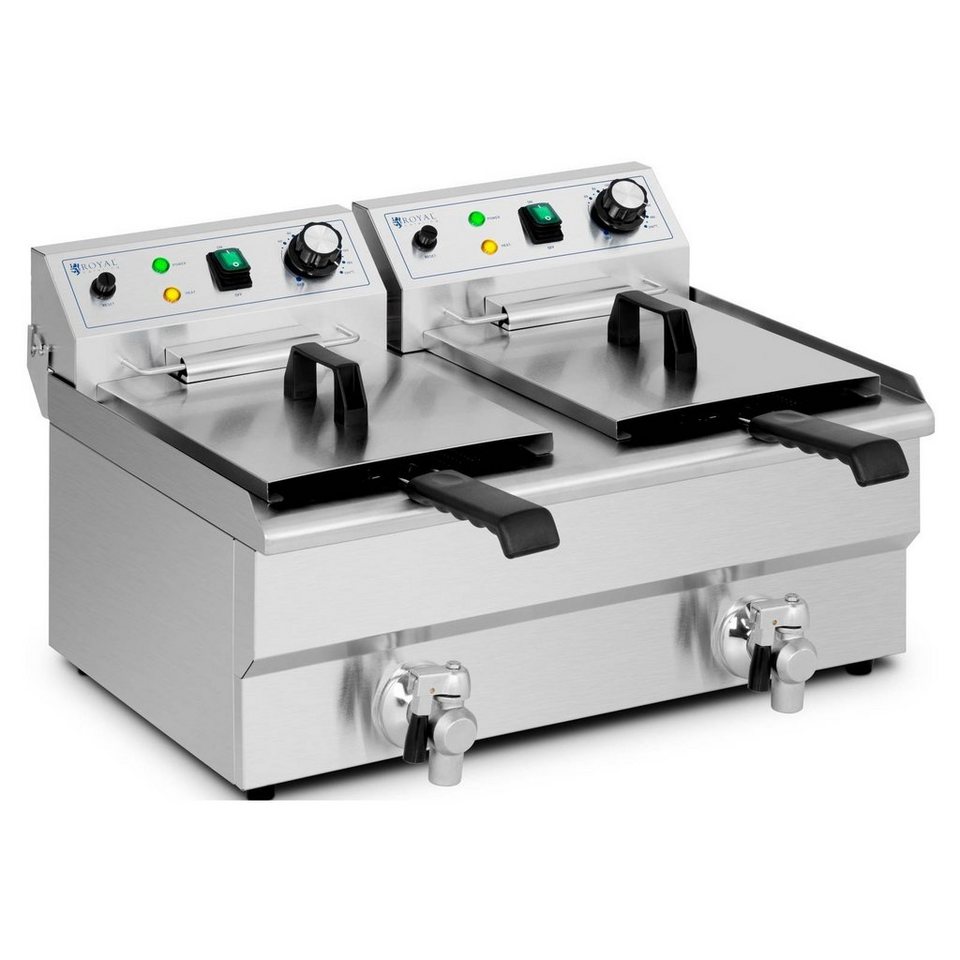 Royal Catering Fritteuse Friteuse Edelstahl Doppel Fritteuse Fritöse