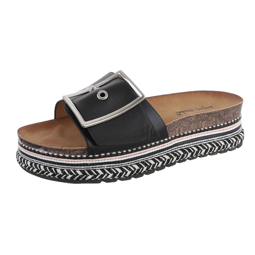 Ital Design Damen Mules Freizeit Riemchensandalette 80292142 Flach