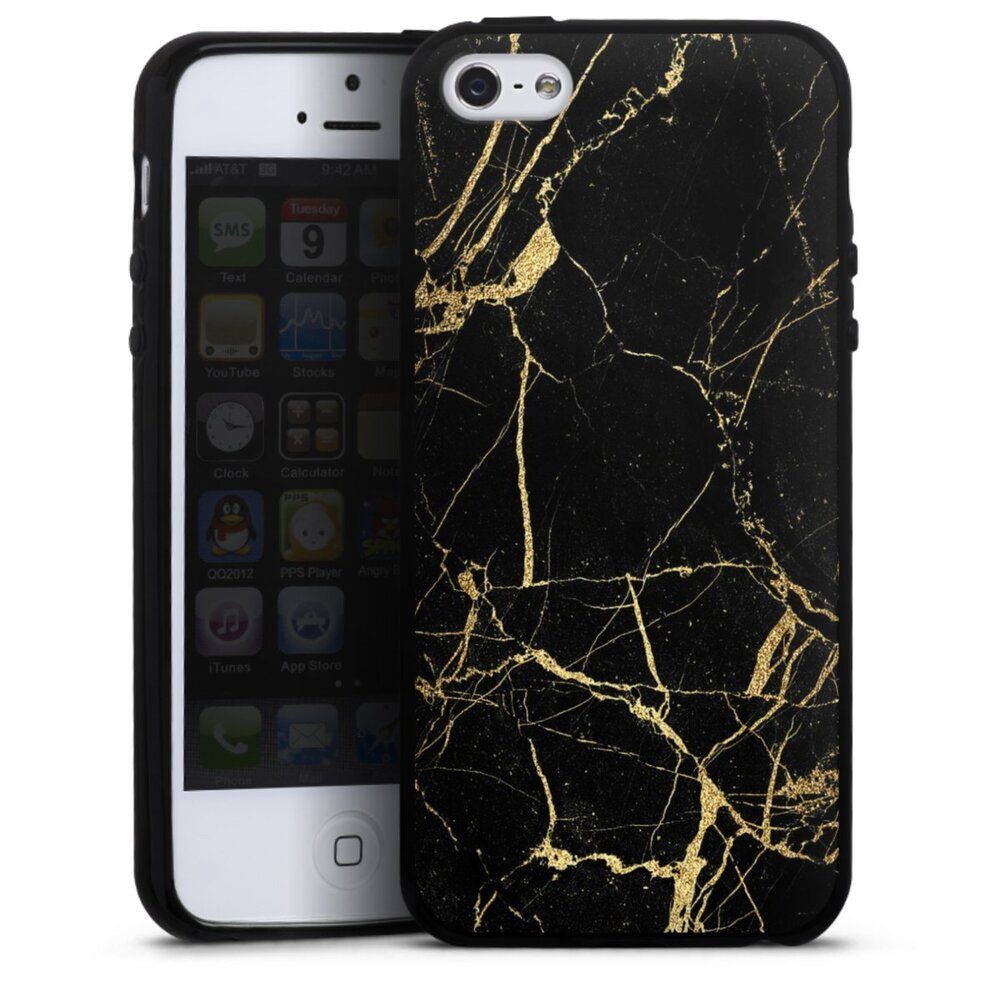 Deindesign Handyhülle Marmor Schwarz Muster Blackgoldmarble Look Apple