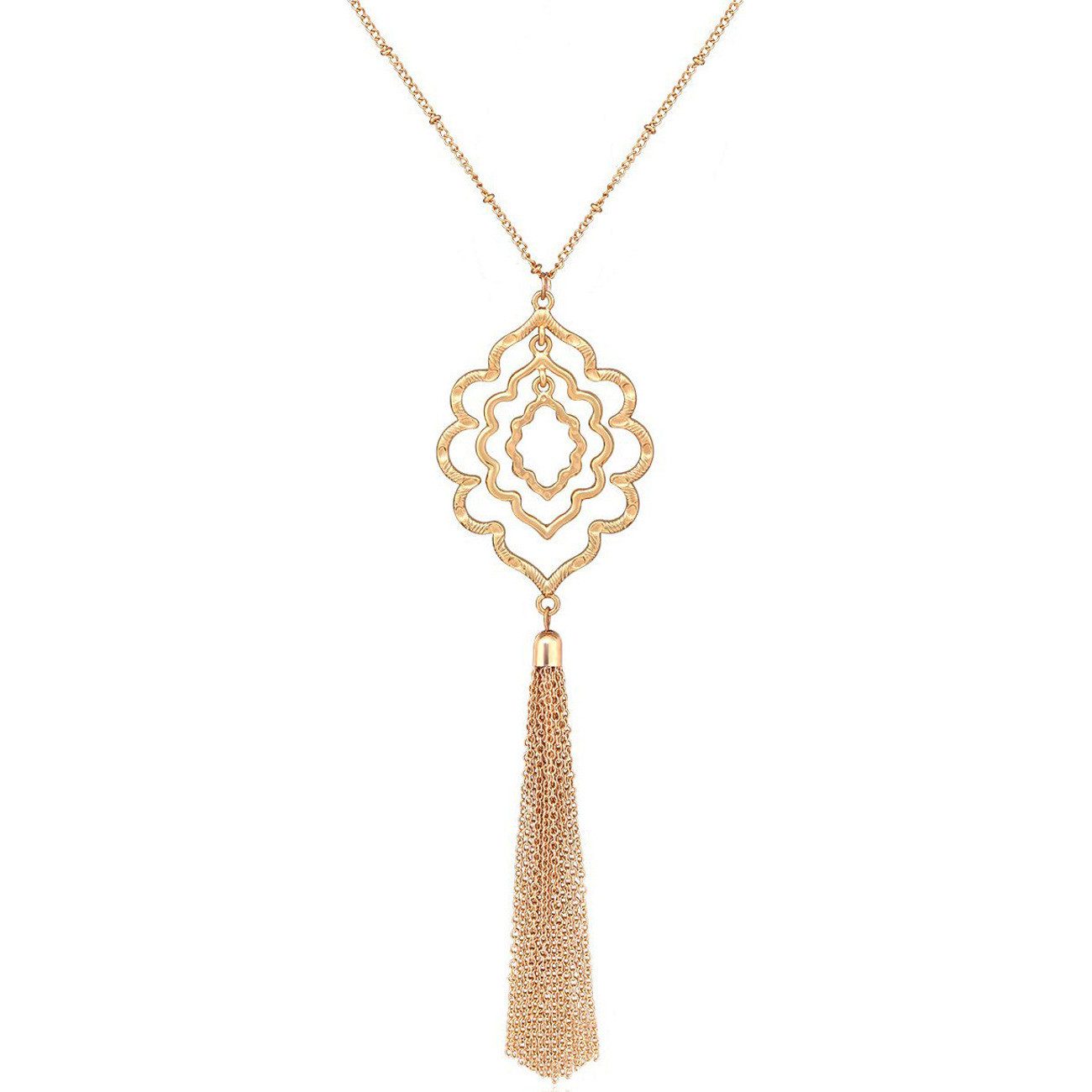 KARMA Kette mit Anhänger Lange Halskette Silber oder Gold modern 82 cm ...