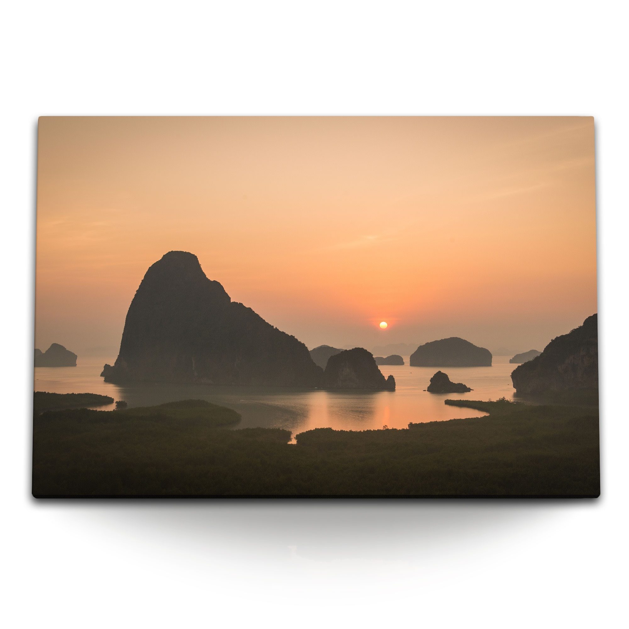 Sinus Art Leinwandbild 120x80cm Wandbild auf Leinwand Phang-Nga Thailand Sonnenuntergang Inse ...