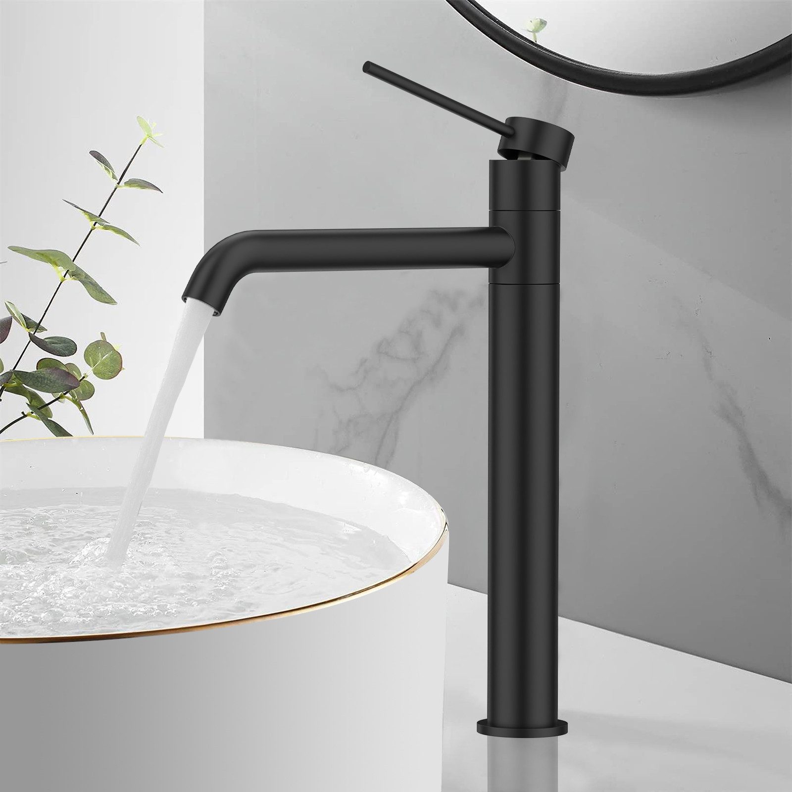 HOMELIVE Badarmatur Edelstahl Badarmatur Schwarz Waschbecken Armatur Wasserhahn Bad aus (Armatur ...
