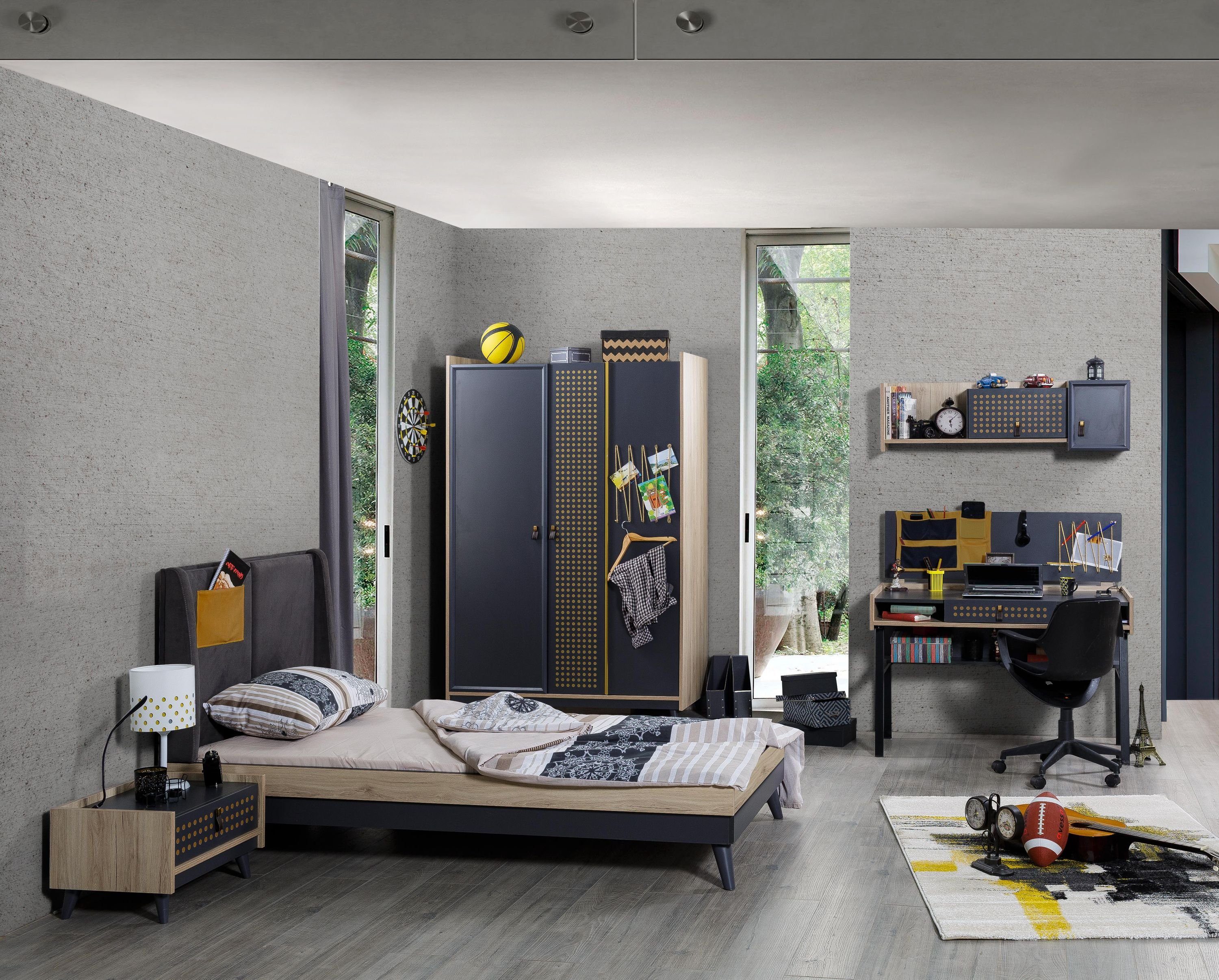Villa Möbel Jugendzimmer Set Dark Point Kinderzimmer Set Typ2 Tlg
