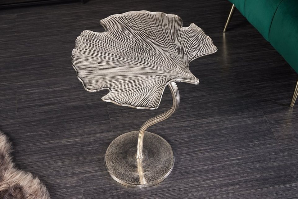 Riess Ambiente Beistelltisch Ginkgo Leaf 45cm Silber Einzelartikel 1