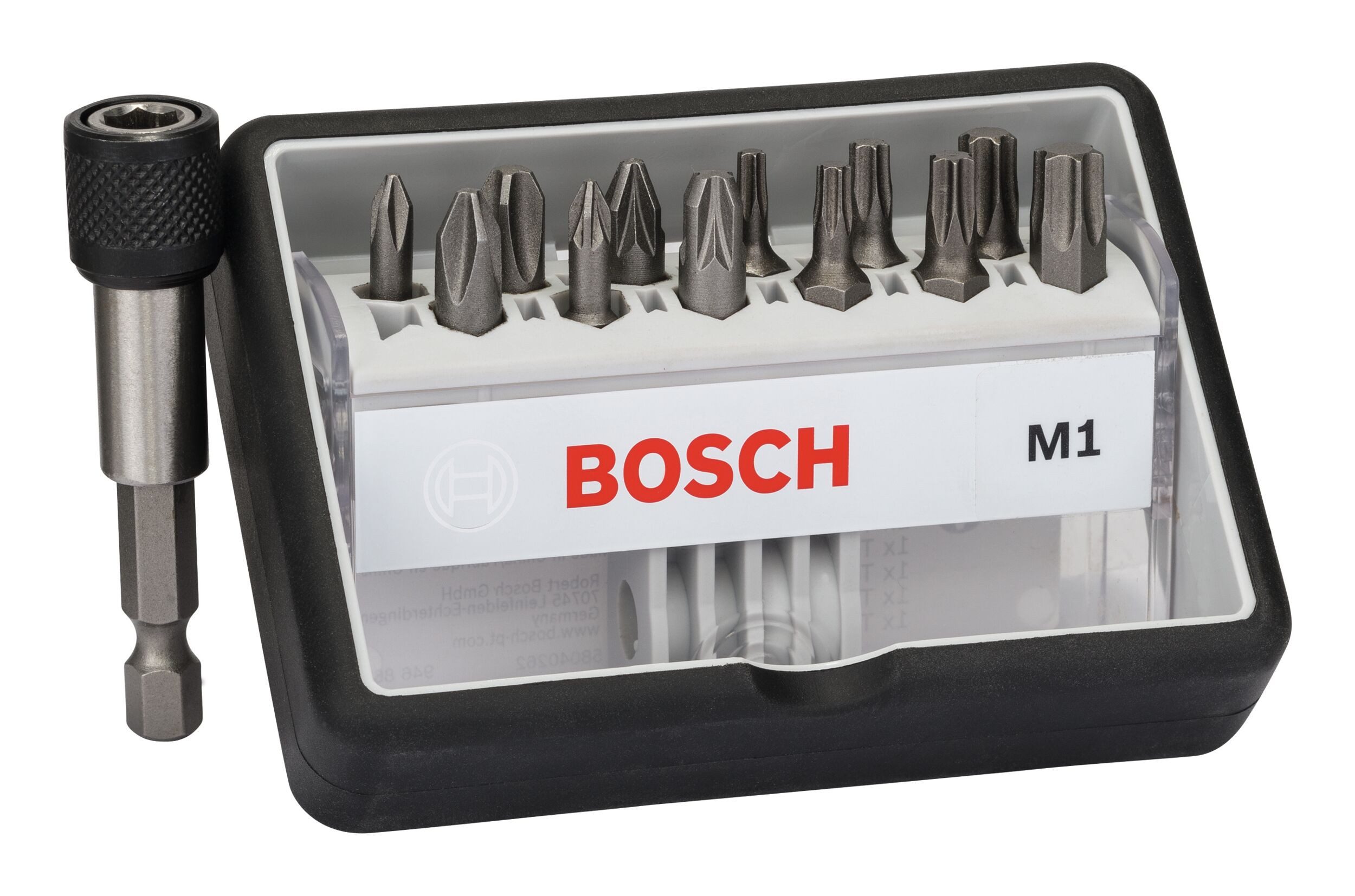 BOSCH Bit-Set, 13 Teile, Robust Line M Schrauberbit Extra-Hart - PH, PZ, Torx x 25 mm, 13