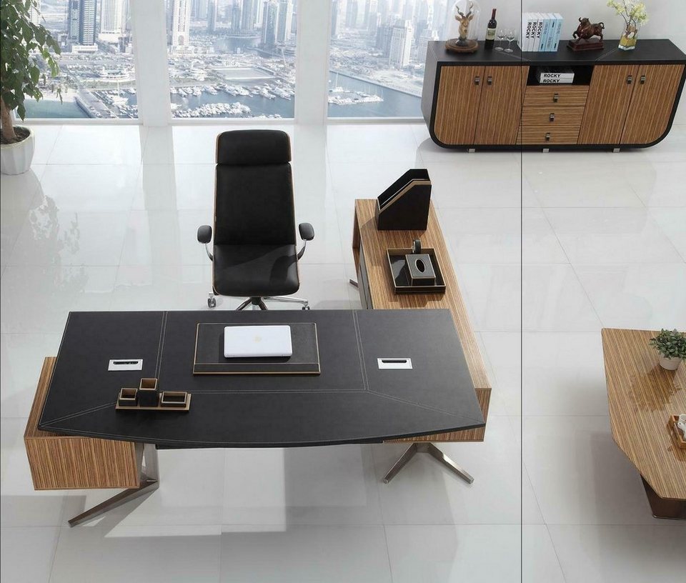 Jvmoebel Eckschreibtisch Designer Büro Arbeit Zimmer Set Sessel