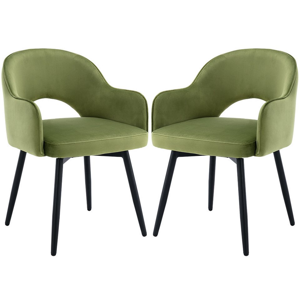 Wahson Office Chairs Esszimmerstuhl 2er Set Drehstuhl Samt Modern