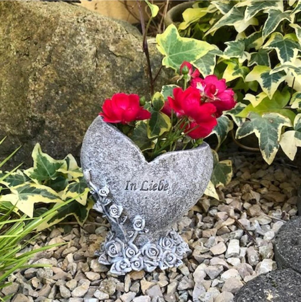 Radami Gartenfigur Grabvase Mit 3d Rosenranke In Liebe Grabschmuck