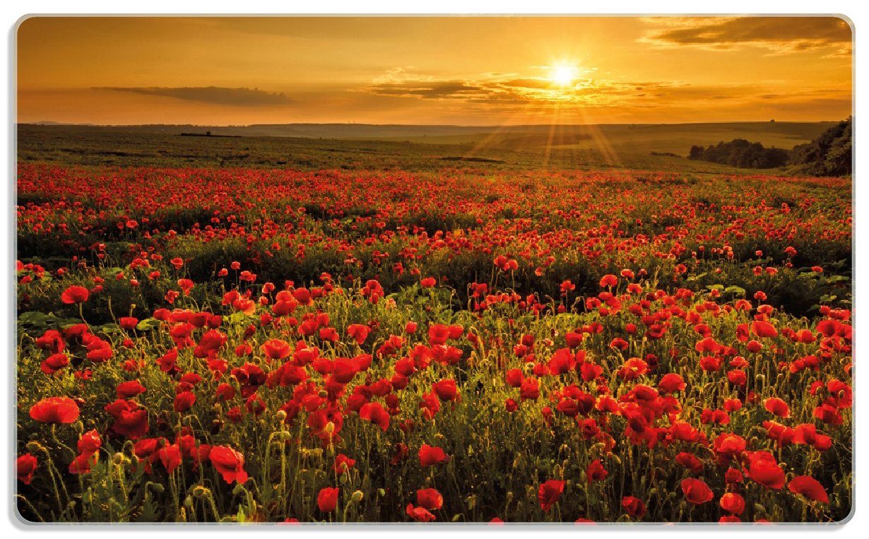 Wallario Frühstücksbrett Mohnblumenwiese Bei Sonnenuntergang Am Abend