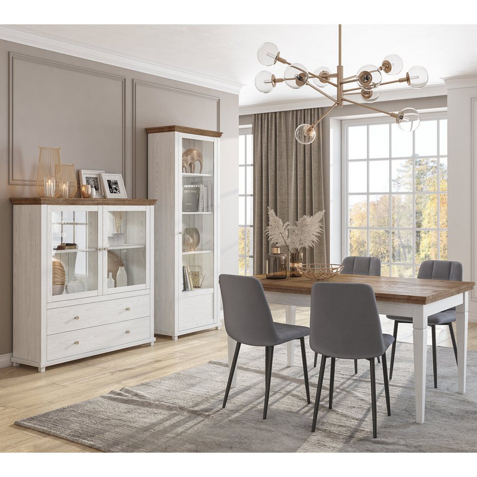 Lomadox Esszimmer Set Epsom 83 Spar Set 3 St Mit Vitrinen In Weiß