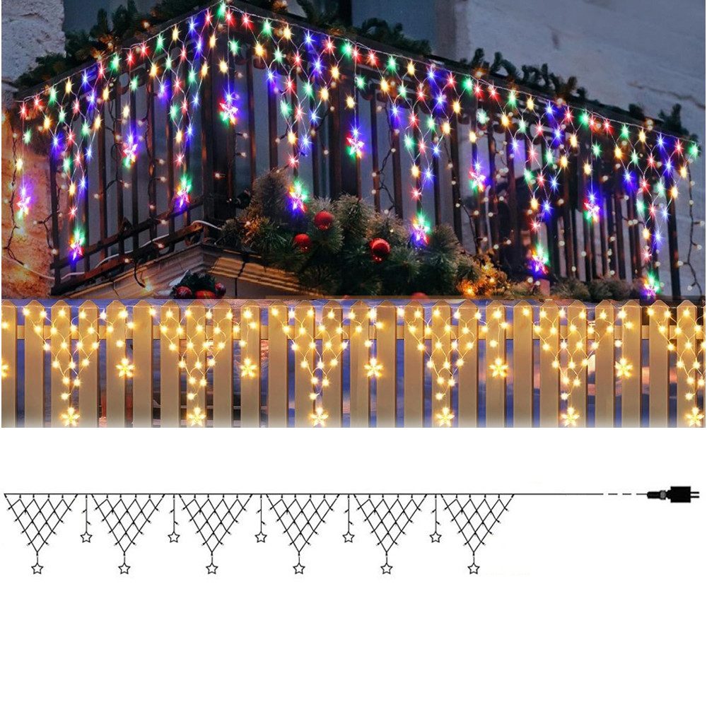 Priisf Led Lichternetz 4m Led Lichtervorhang Stern Eisregen