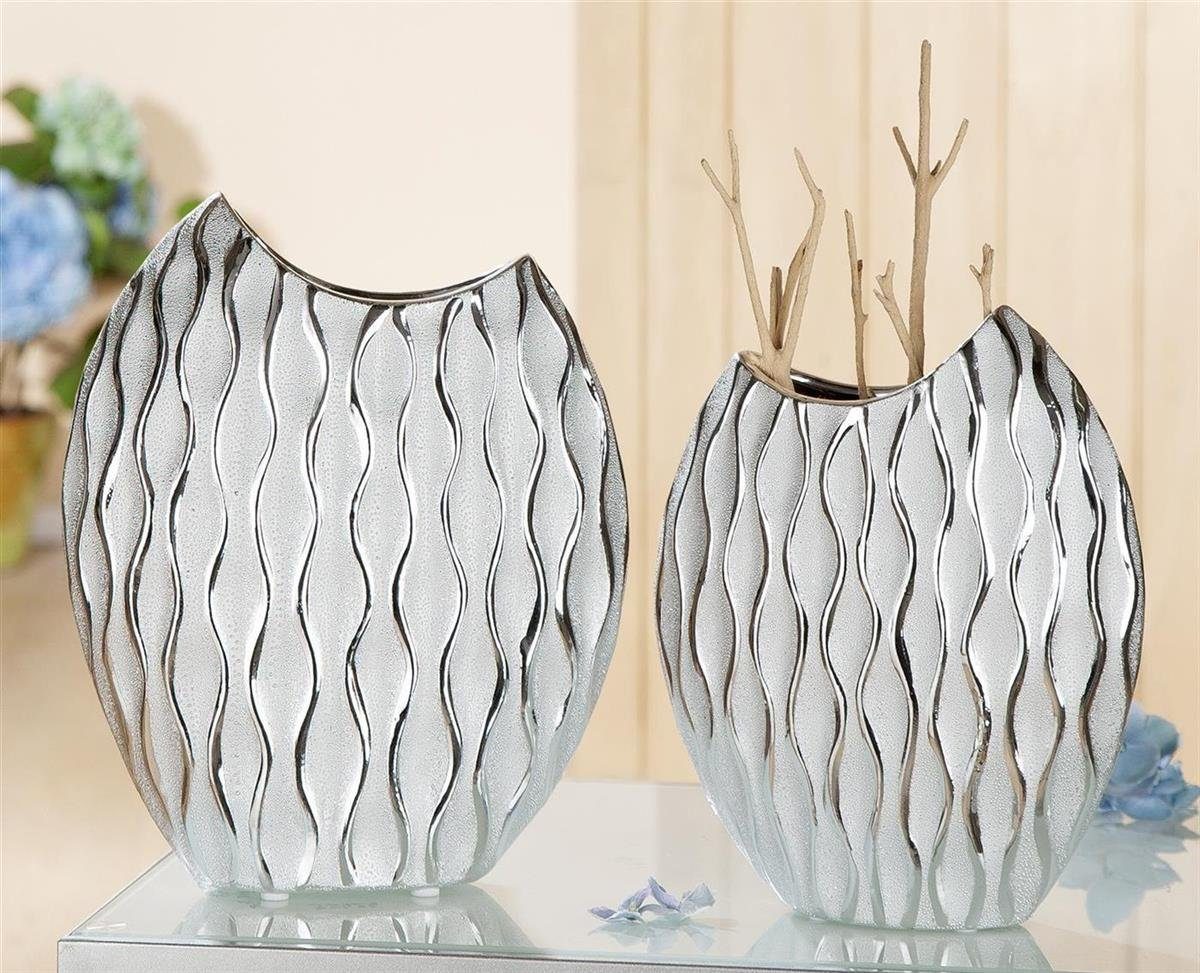 Gilde Dekovase Gilde Keramik Flache Vase Wave Ve 2 B X H X L