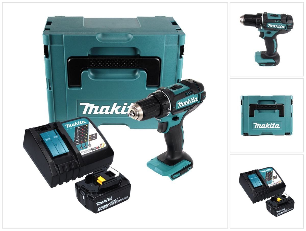 Makita Säulenbohrmaschine DDF 482 RG1J Akku Bohrschrauber 18 V 62 Nm + 1x Akku 6,0 Ah + Ladeger