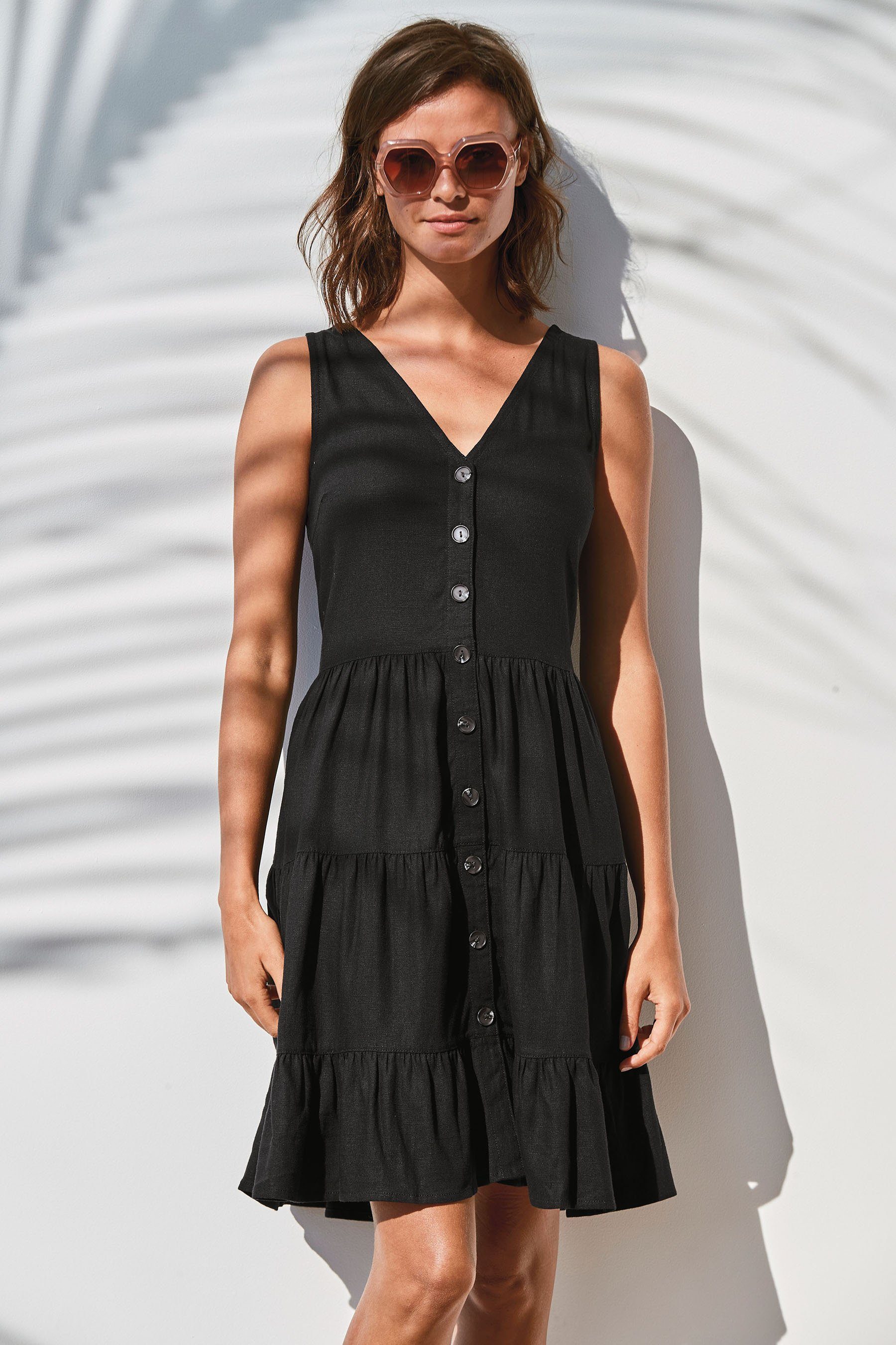 Next Minikleid Gestuftes Minikleid Im Viskoseleinen Look 1 Tlg