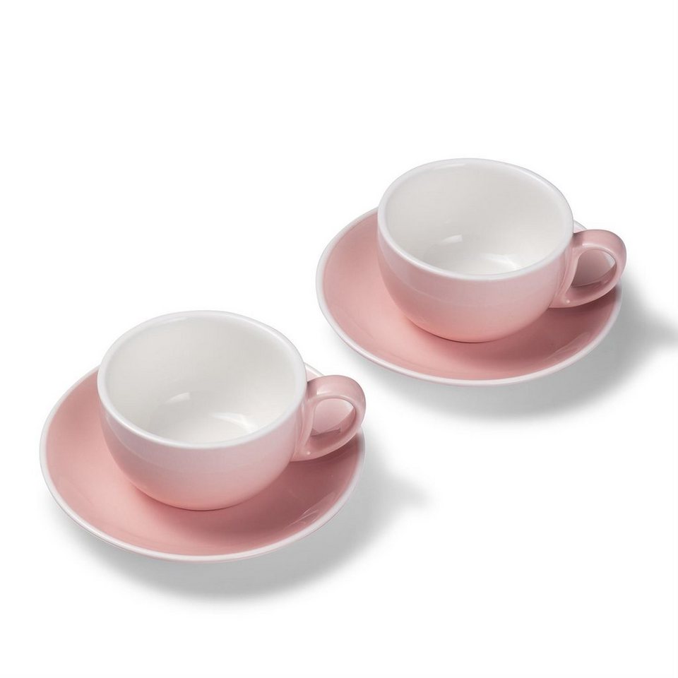 Terra Home Tasse Terra Home 2er Milchkaffeetassen Set Rosa Glossy