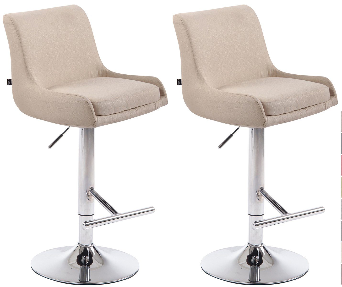 CLP Barhocker 2er Set Barhocker Club Stoff chrom