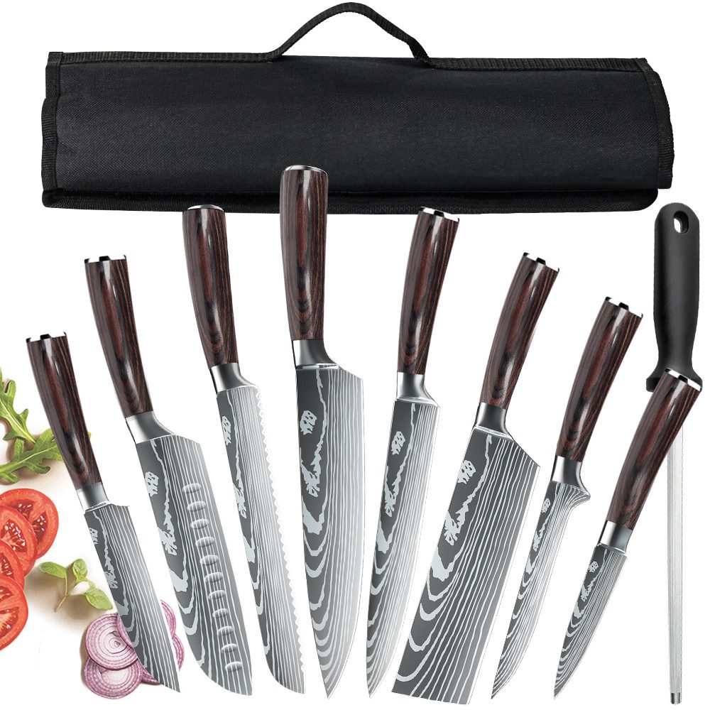 Mdhand Messer Set Küchenmesser Set Mit Rolltasche Set 8 Tlg High