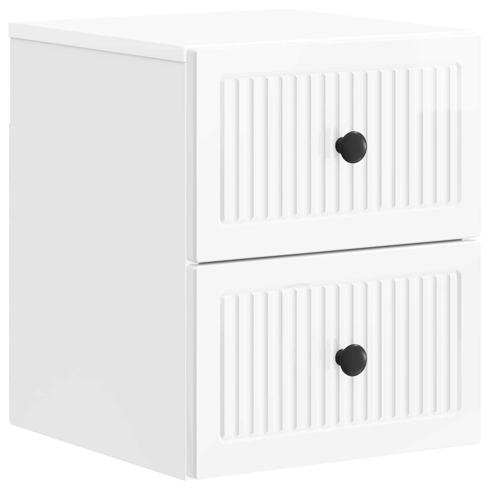 vidaXL Nachttisch Wandmontierter Nachttisch Hochglanz Weiß 34,5 x 33 x ...