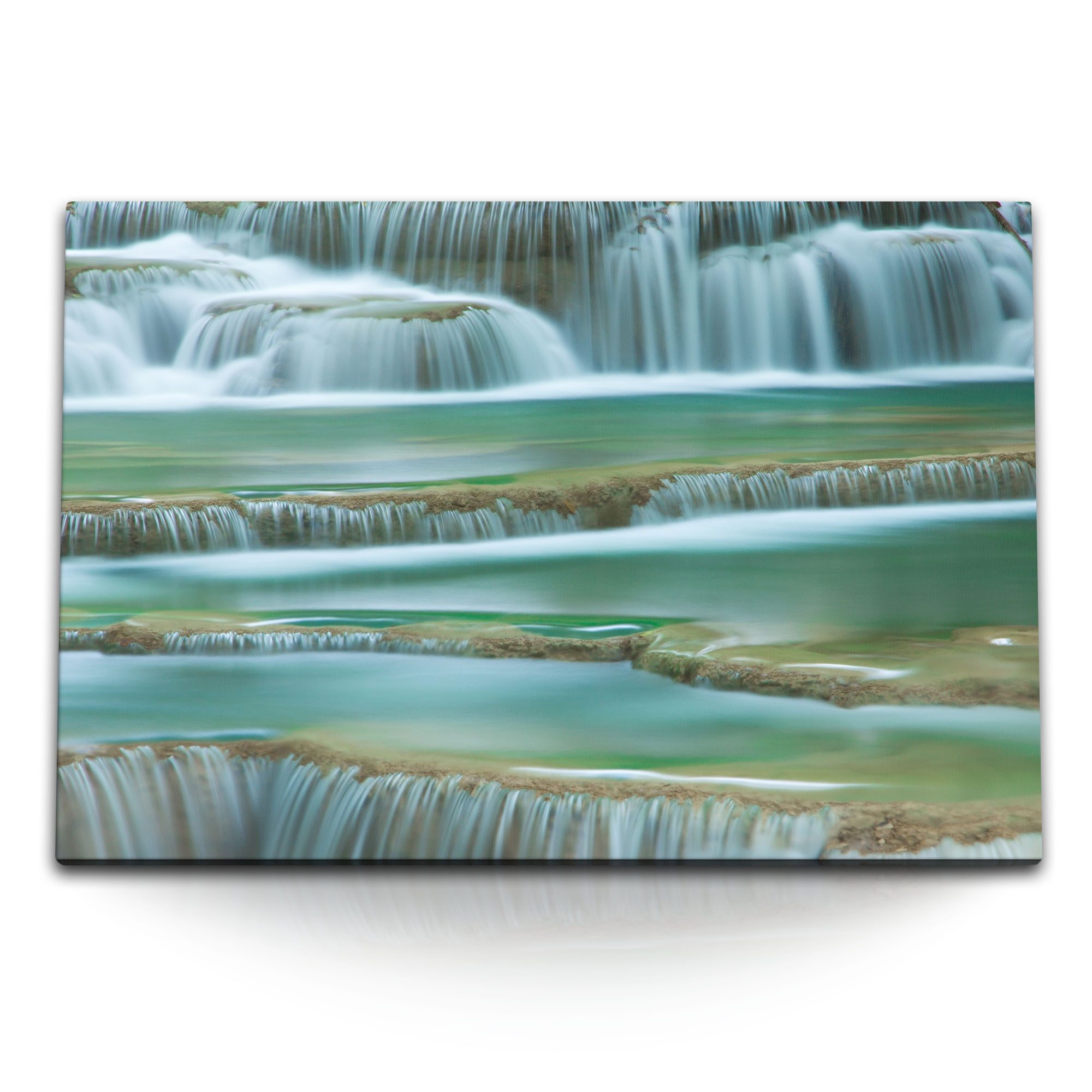 Sinus Art Leinwandbild 120x80cm Wandbild auf Leinwand Wasserfälle Thailand Fluss Natur Exotis ...