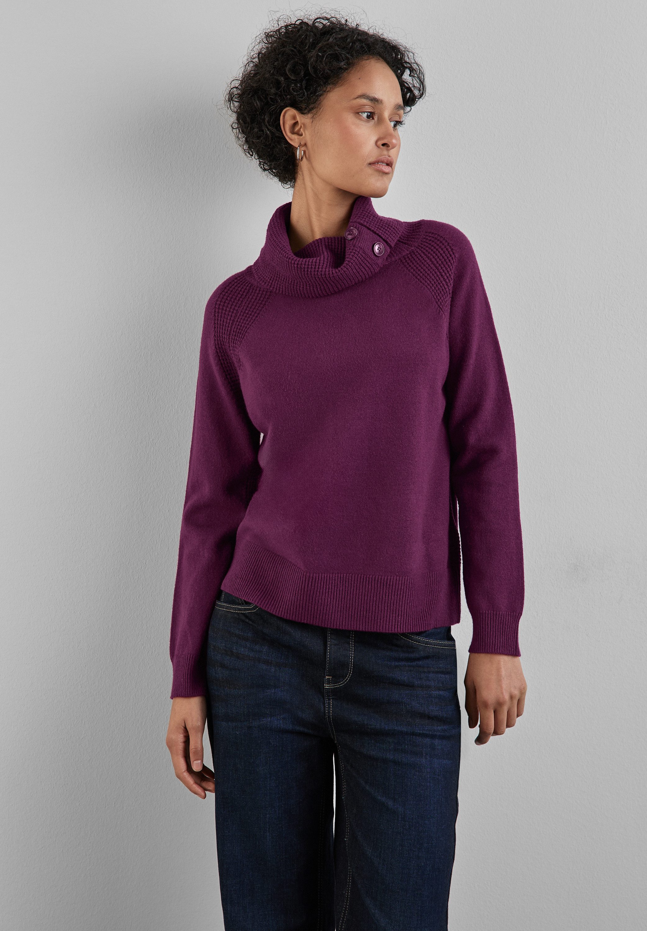 STREET ONE Stehkragenpullover Feinstrick, Pulli Stehkragen