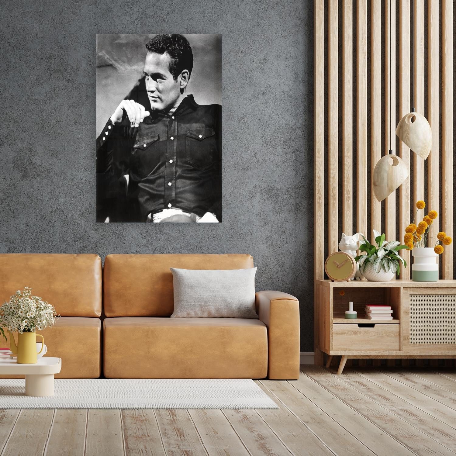 Queence Acrylglasbild Paul Newman Mann Schwarz Weiß Stars Fine Art