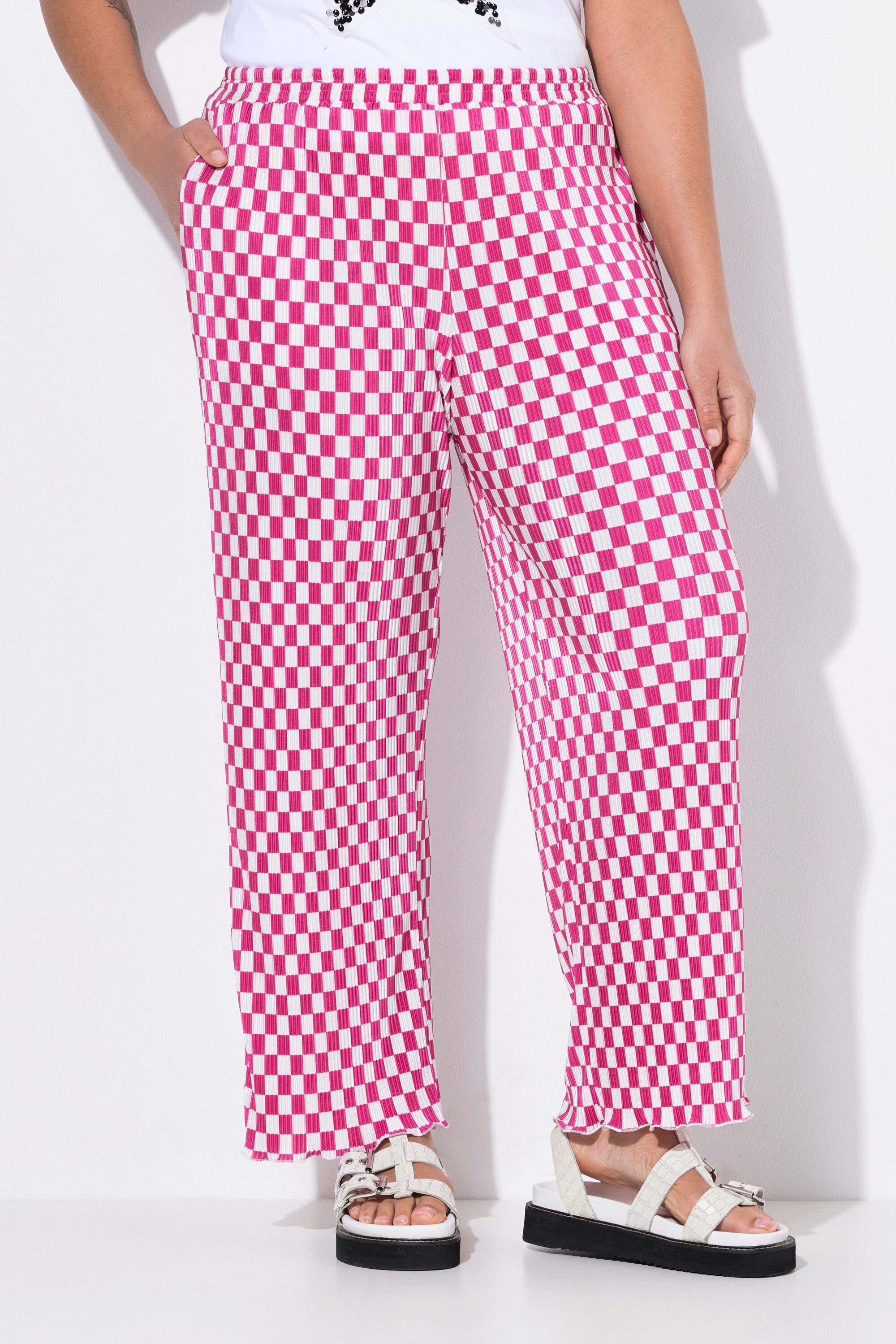 Angel of Style Funktionshose Hose weites Bein Plissee Schachbrett-Muster
